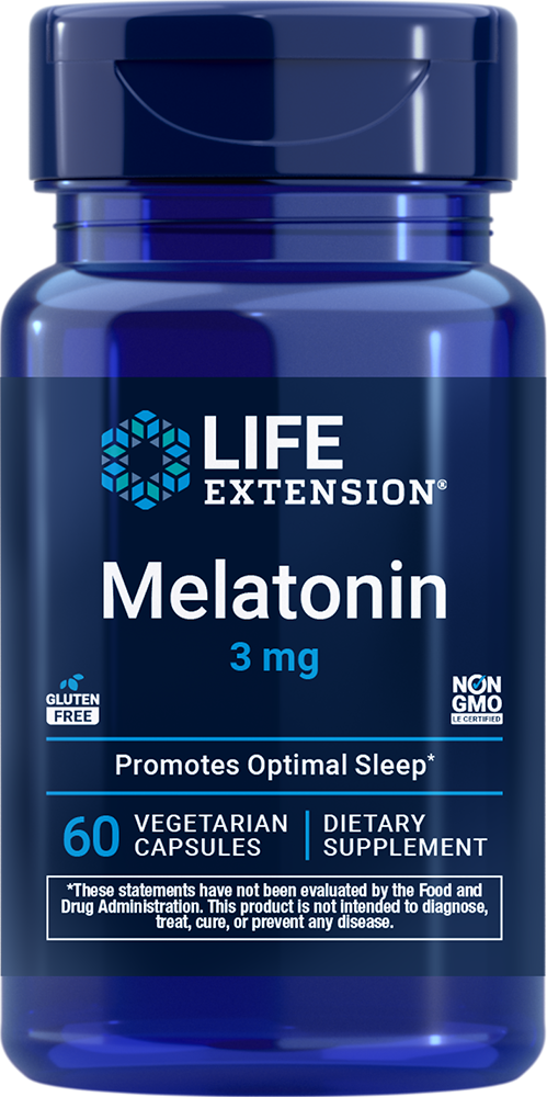 Melatonin For Optimal Sleep. 3 mg, 60 vegetarian capsules. - Life Extension