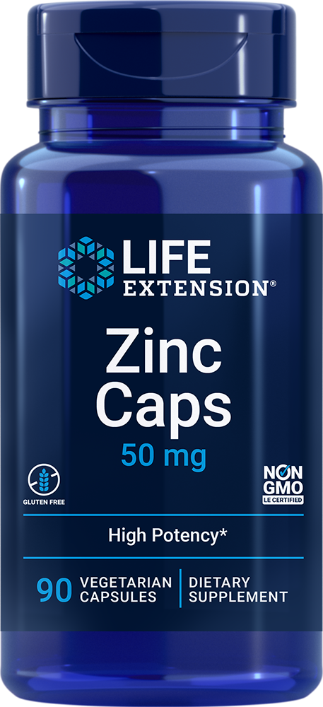 Zinc Caps, 50 mg, 90 vegetarian capsules - Life Extension