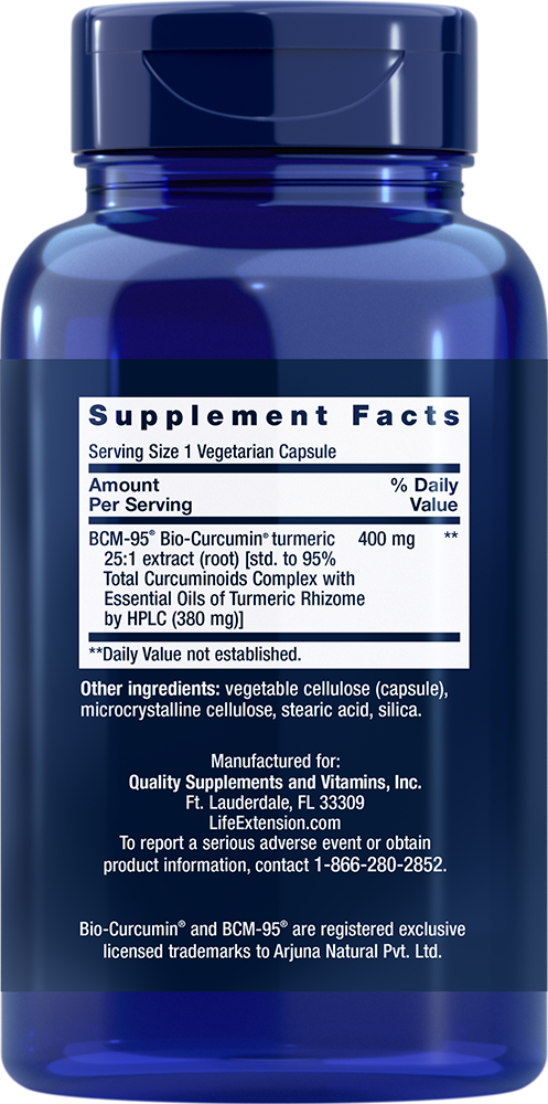 Super Bio Curcumin Turmeric Extract, 400 mg, 60 capsules - Life Extension