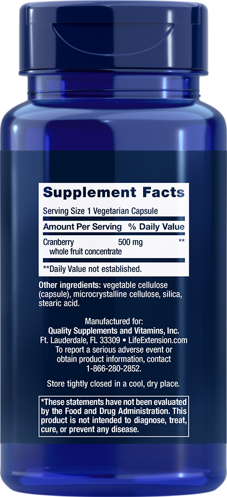 Cran Max, 500 mg, 60 veg caps. Cranberry Supplement - Life Extension