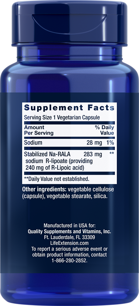 Super R-Lipoic Acid, 240 mg, 60 vegetarian capsules - Life Extension