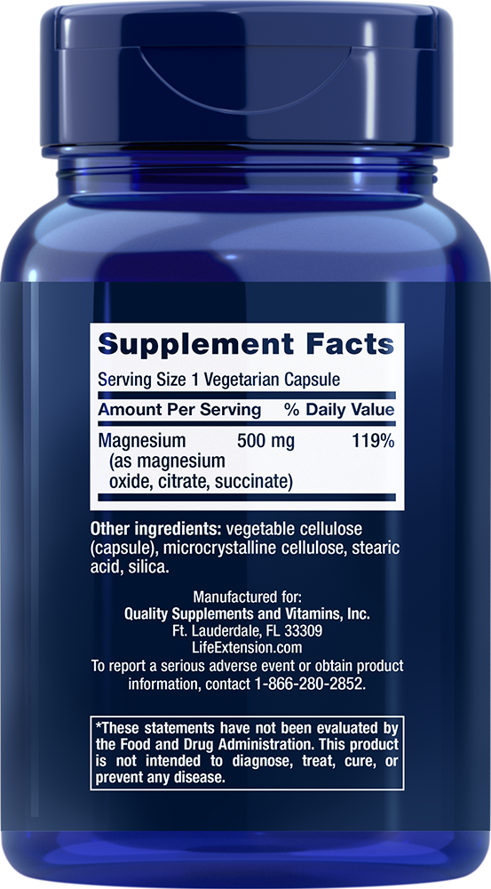 Magnesium, 500 mg, 100 capsules - Life Extension