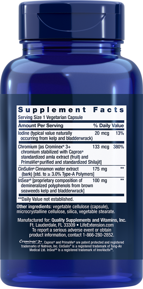 CinSulin with InSea2 and Crominex 3+, 90 capsules - Life Extension