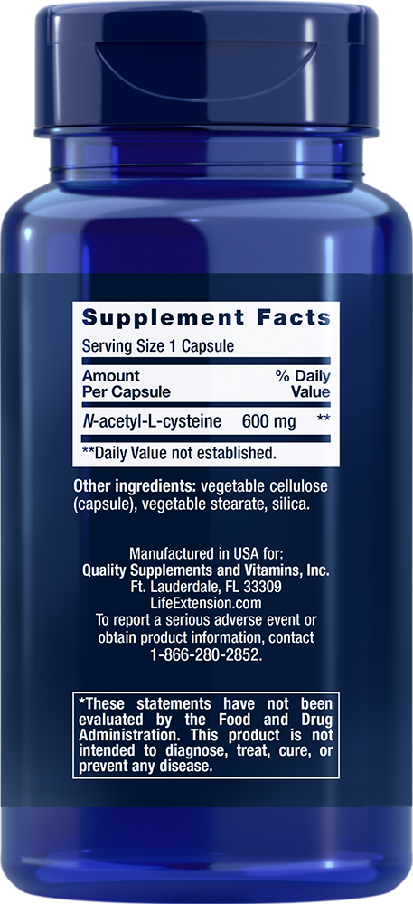 N-Acetyl-L-Cysteine Supplement, 60 capsules - Life Extension