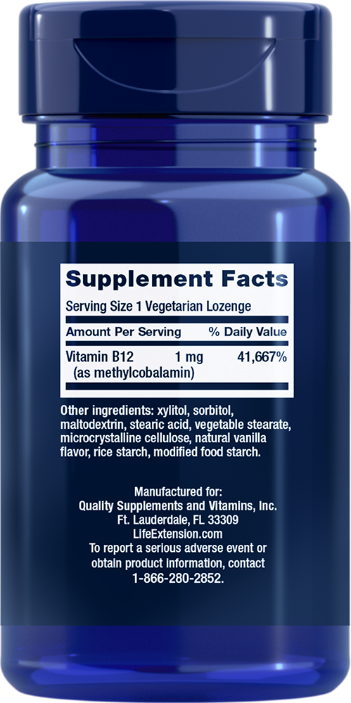 Methylcobalamin, Vitamin B12, 60 lozenges - Life Extension