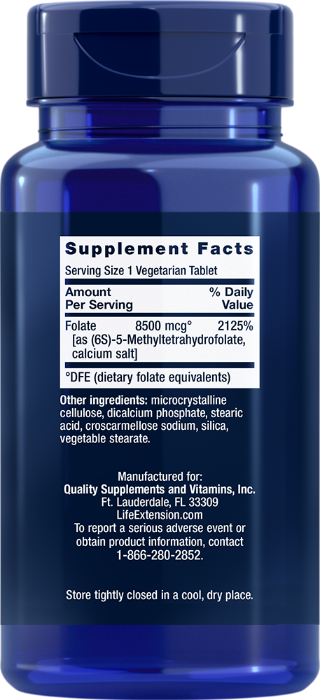 High Potency Optimized Folate, 8500 mcg, 30 vegetarian tablets - Life ...
