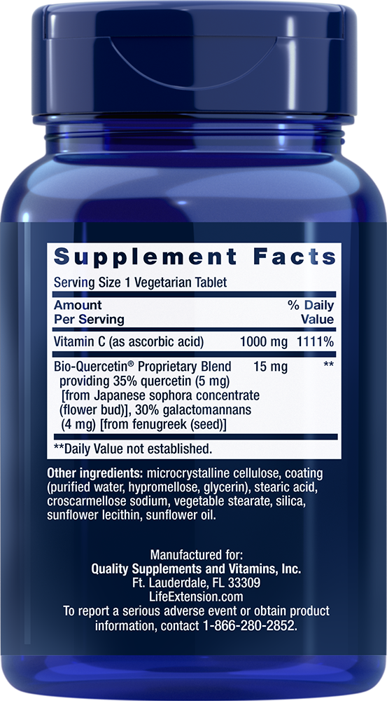 Vitamin C and Bio-Quercetin, 60 vegetarian tablets - Life Extension