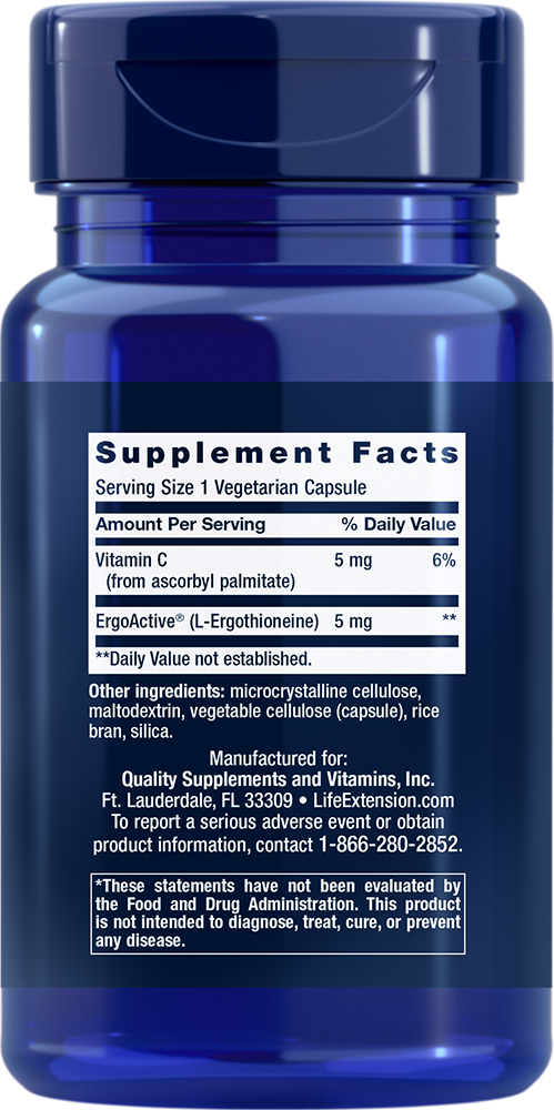 Essential Youth L-ergothioneine, 30 vegetarian capsules - Life Extension