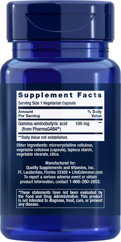 Gaba, 60 vegetarian capsules - Life Extension